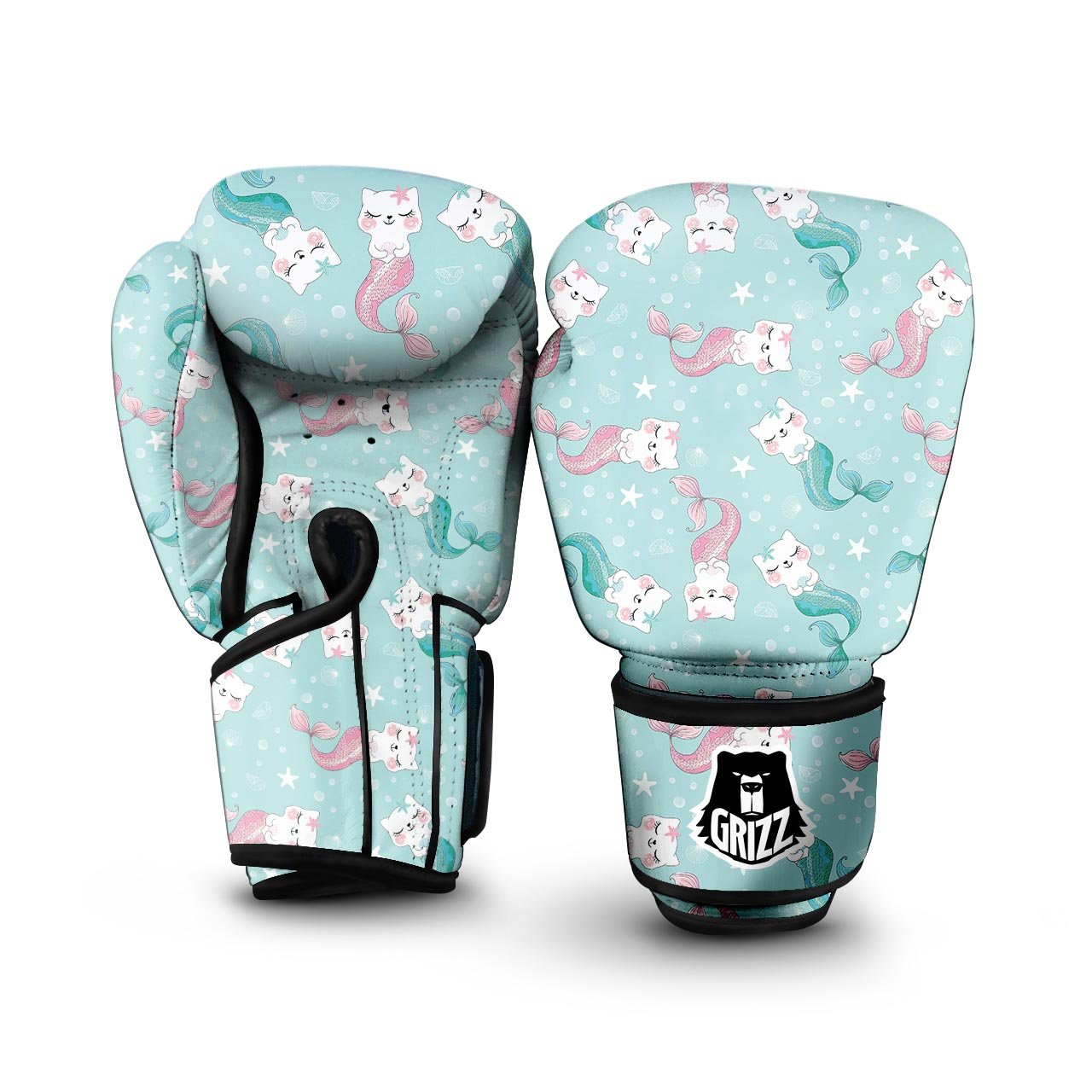 Cute Cat Mermaid Print Boxing Gloves