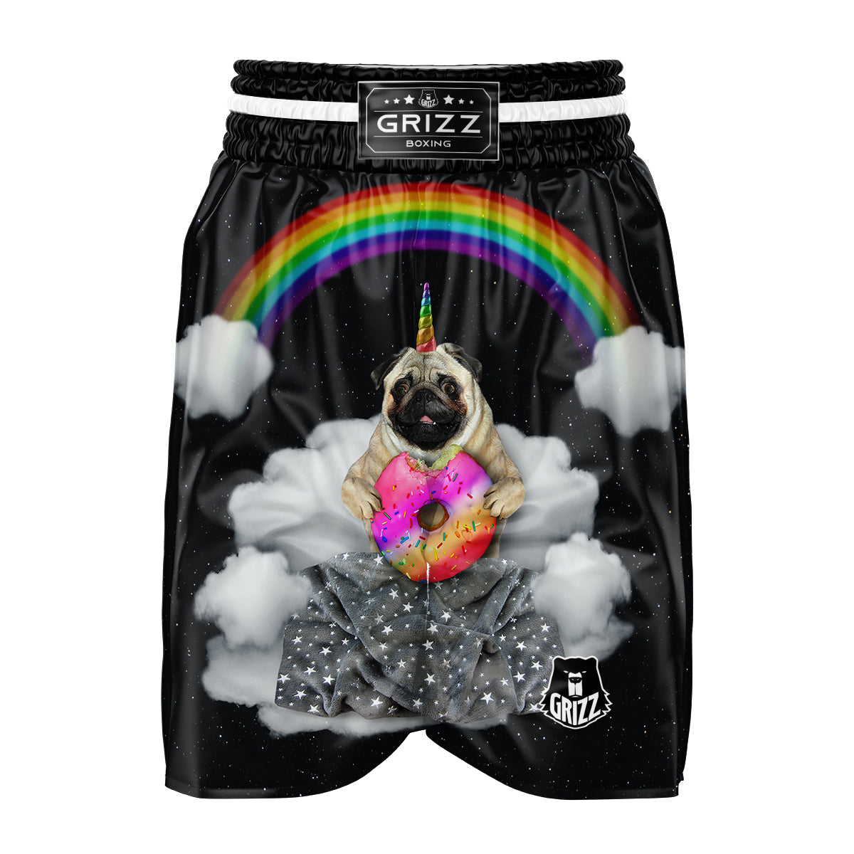 Cute Pug Unicorn Print Boxing Shorts