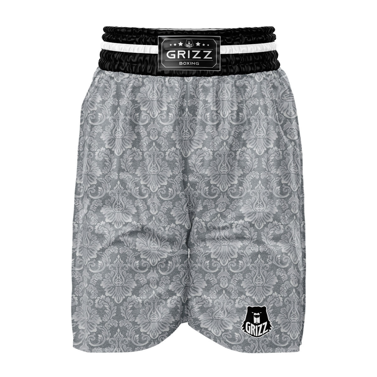 Damask Grey Print Pattern Boxing Shorts