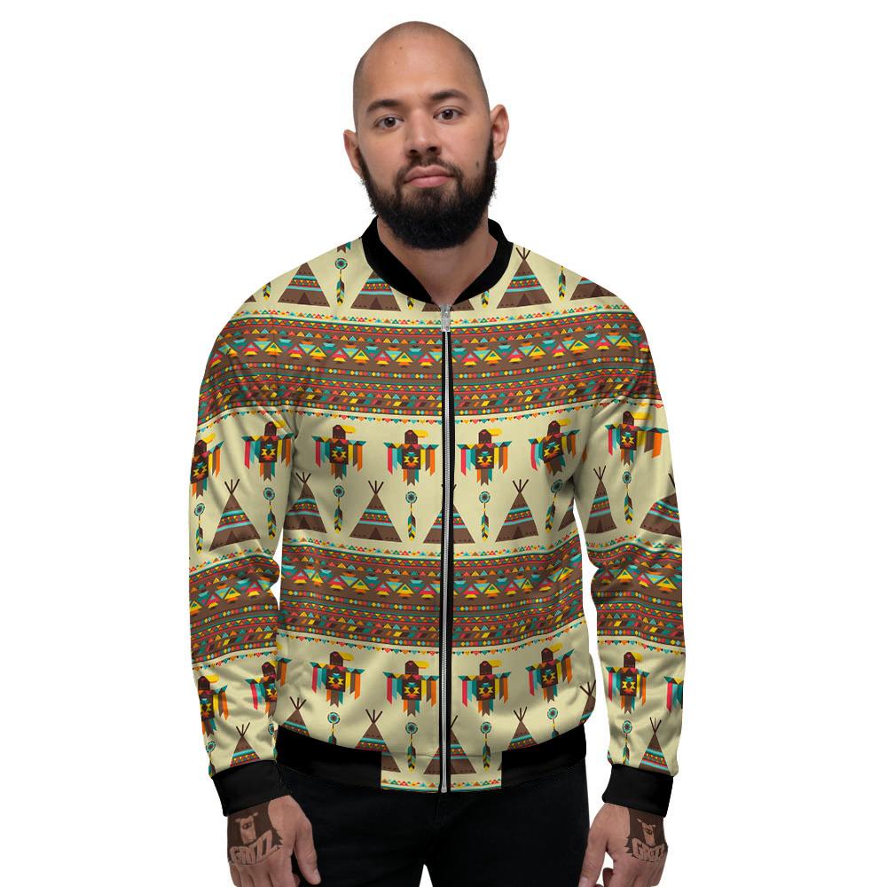 Eagle Native American Print Pattern Men's Bomber Jacket