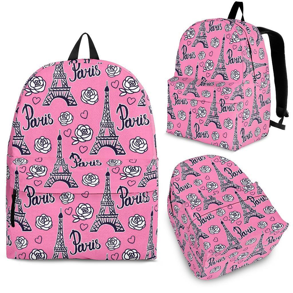 Eiffel Tower Print Pattern Backpack