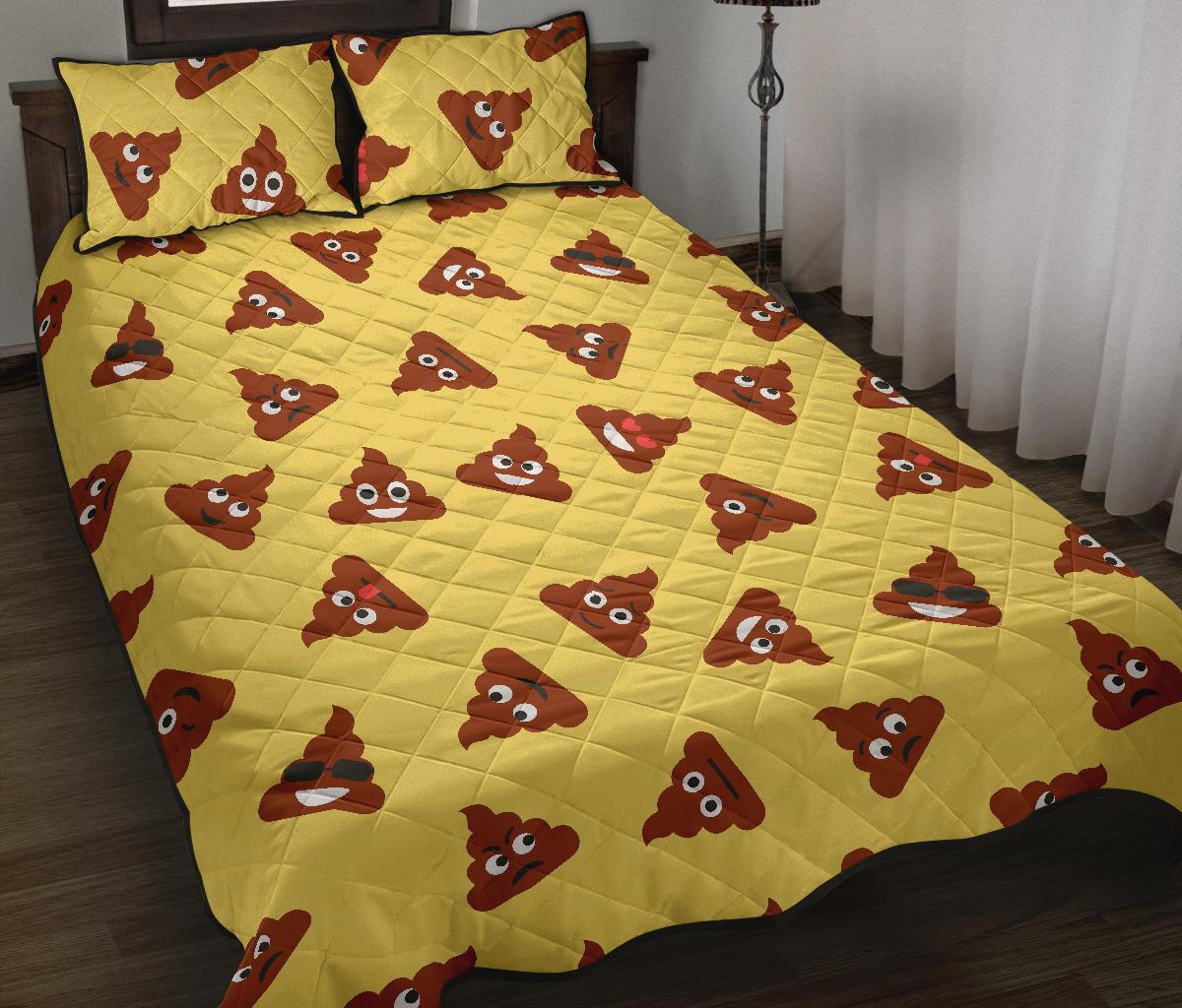 Emoji Poop Print Pattern Bed Set Quilt