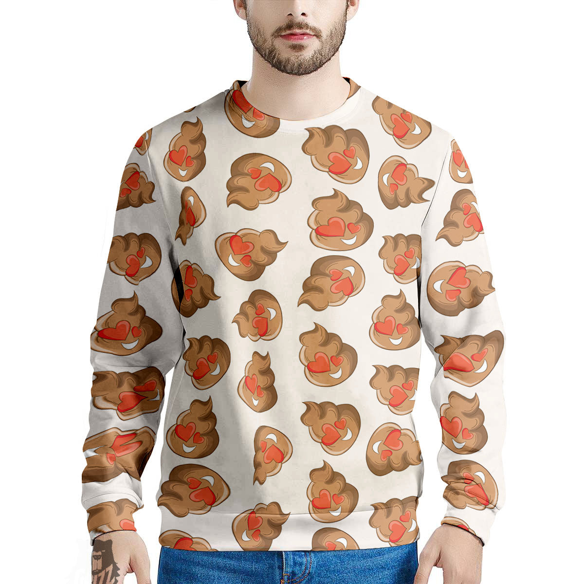 Emoji Poop Print Pattern Men's Sweatshirt