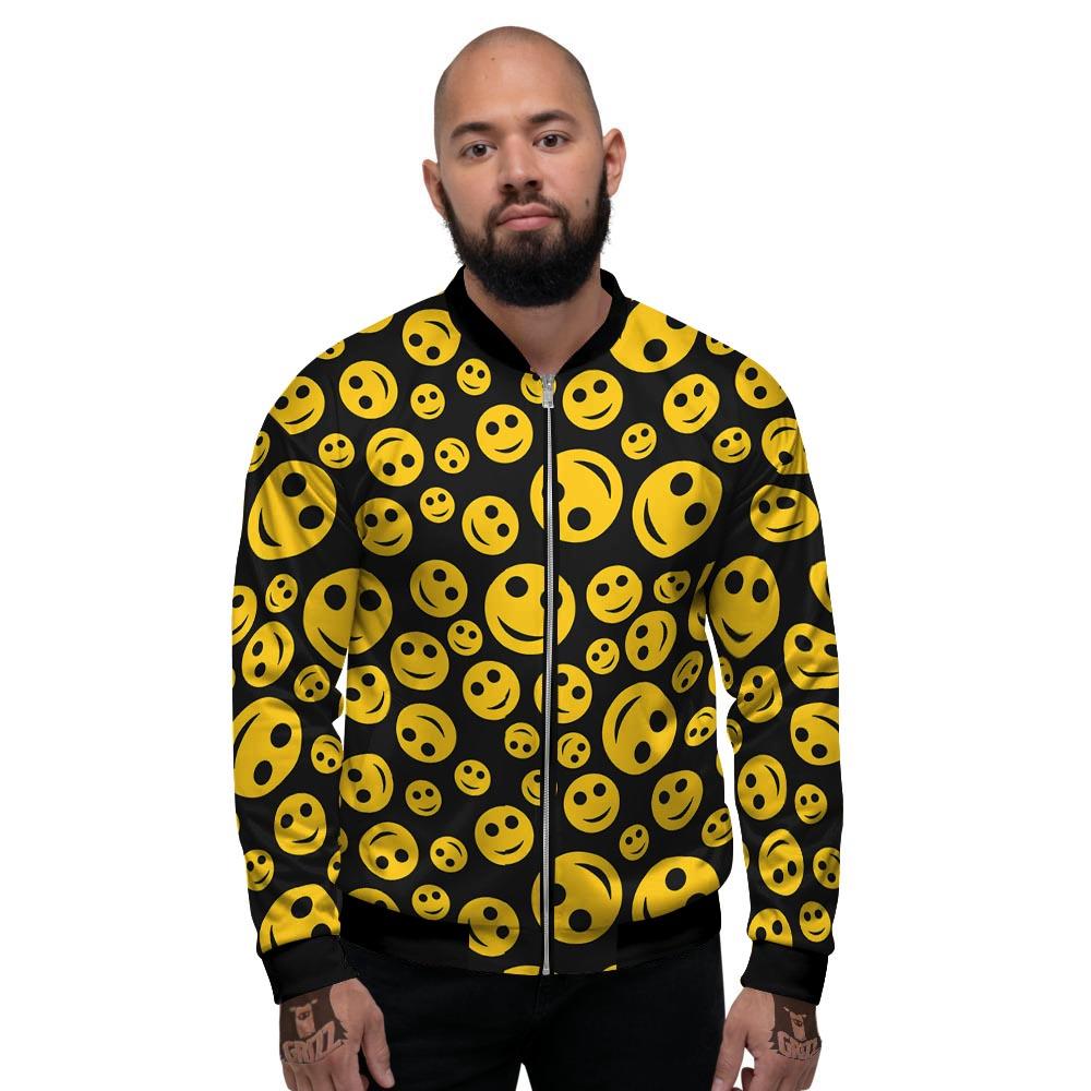 Emoji Smiley Faces Print Pattern Men's Bomber Jacket