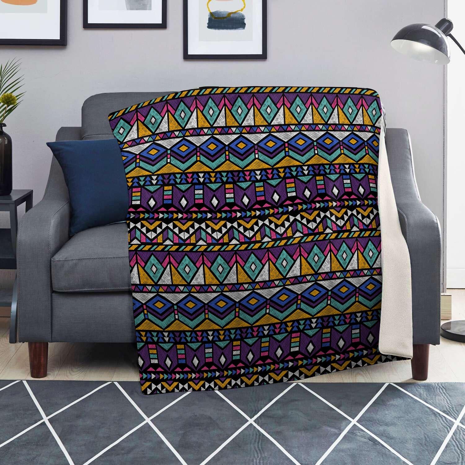 Ethic Aztec Geometric Art Print Blanket