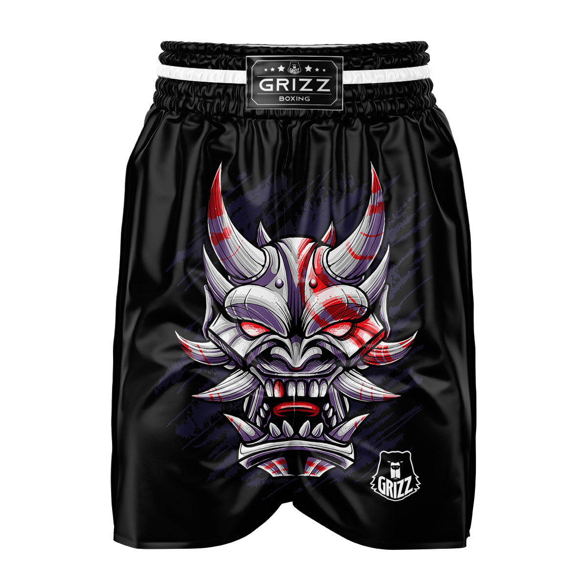Evil Samurai Mask Print Boxing Shorts