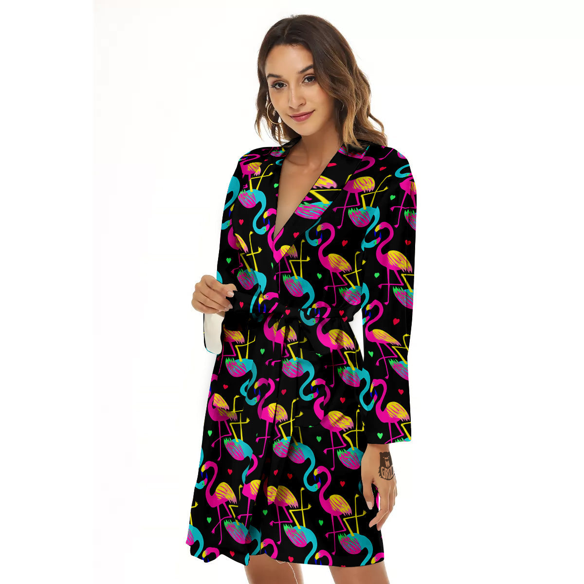 Exotic Hawaiian Flamingo Print Pattern Women's Robe