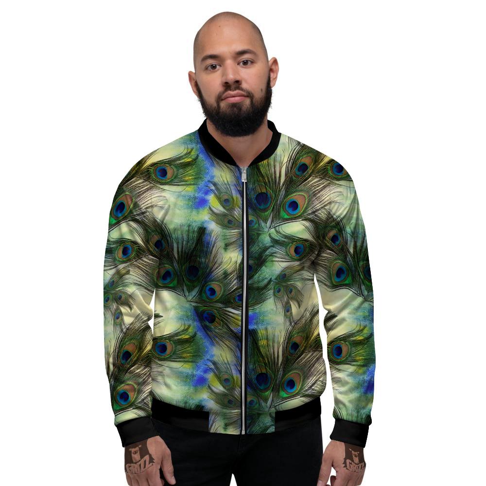 Feather Vintage Watercolor Print Pattern Men's Bomber Jacket