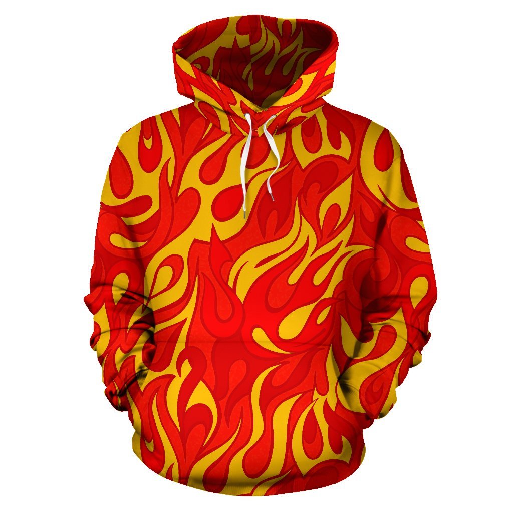 Flame Fire Print Pattern Men Women Pullover Hoodie