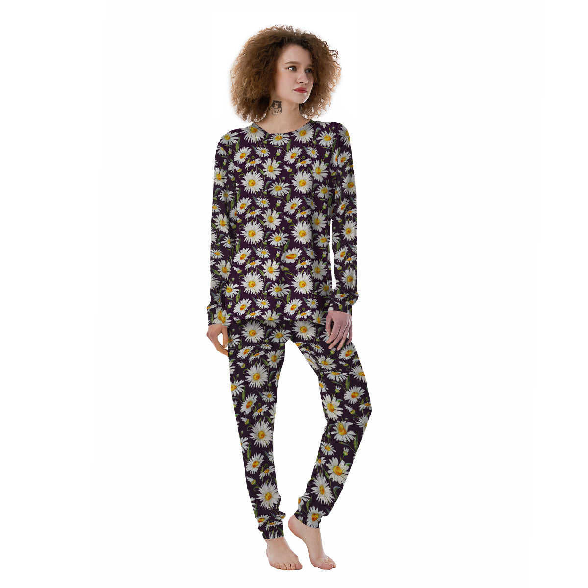 Flower Daisy Watercolor Print Pattern Women's Pajamas