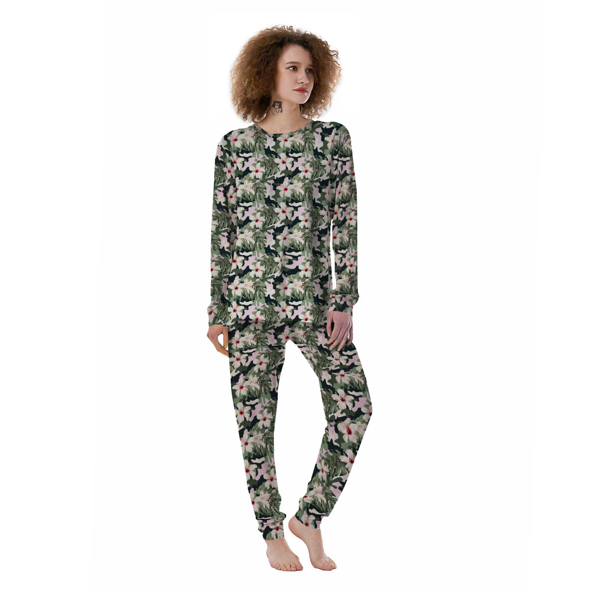 Flower Military Camouflage Print Pattern Women's Pajamas