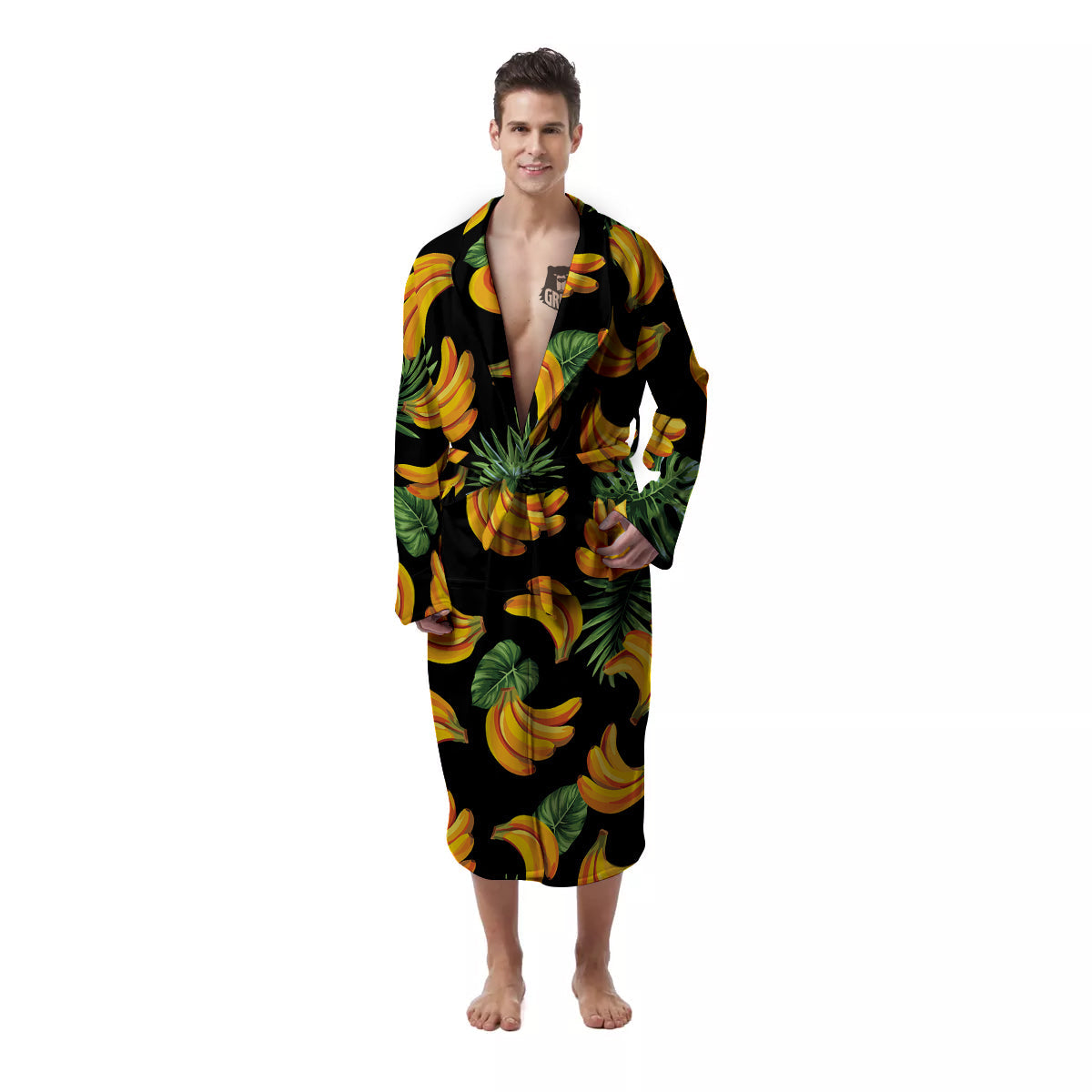 Fruit Banana Print Pattern Men's Robe