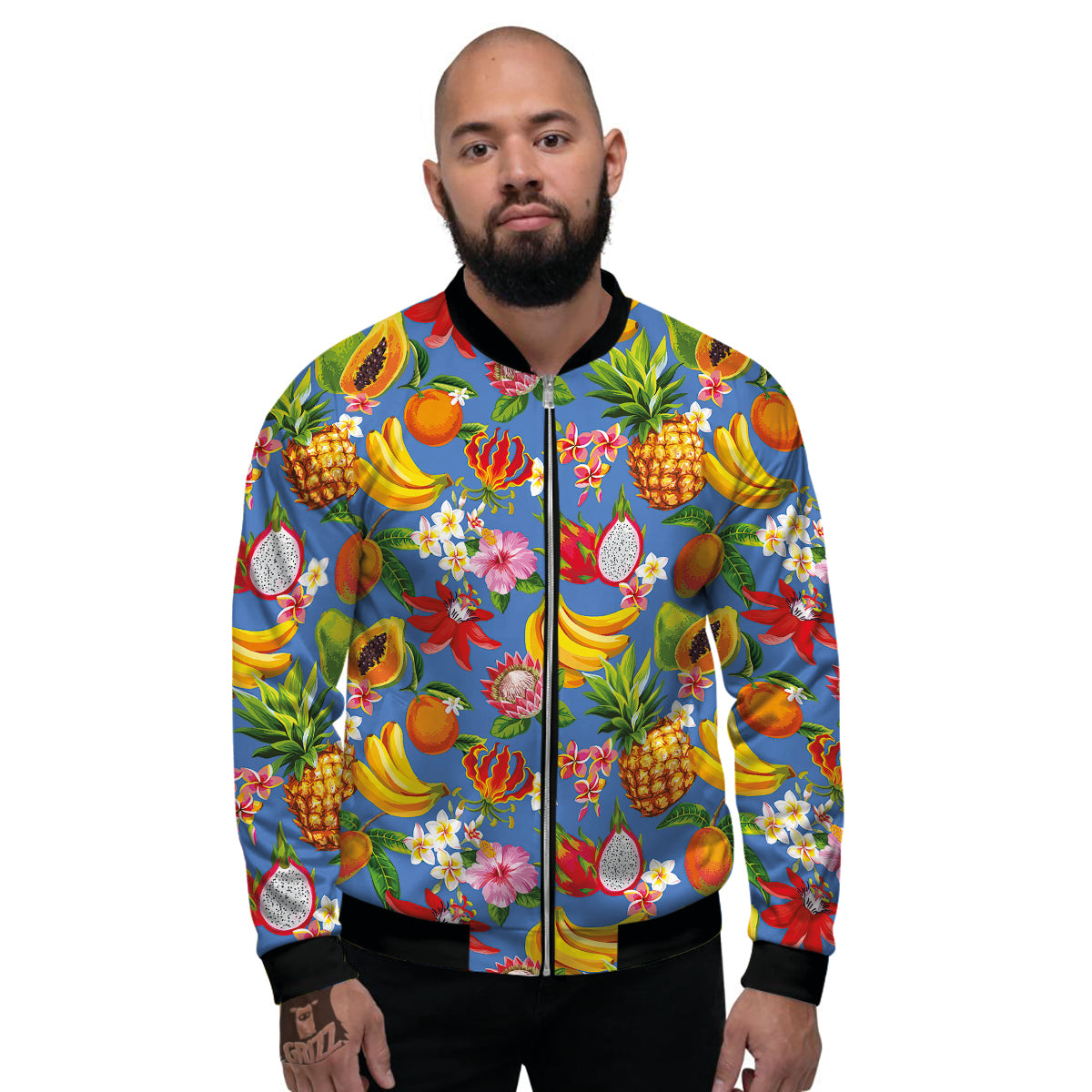 Fruits Aloha Tropical Print Pattern Men's Bomber Jacket