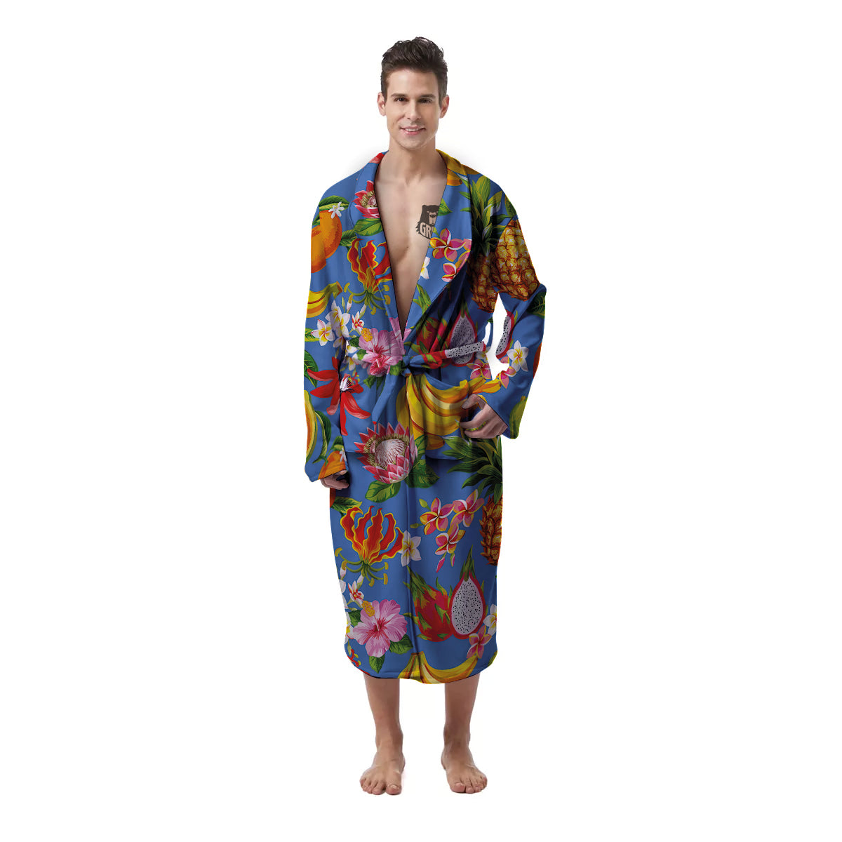 Fruits Aloha Tropical Print Pattern Men's Robe