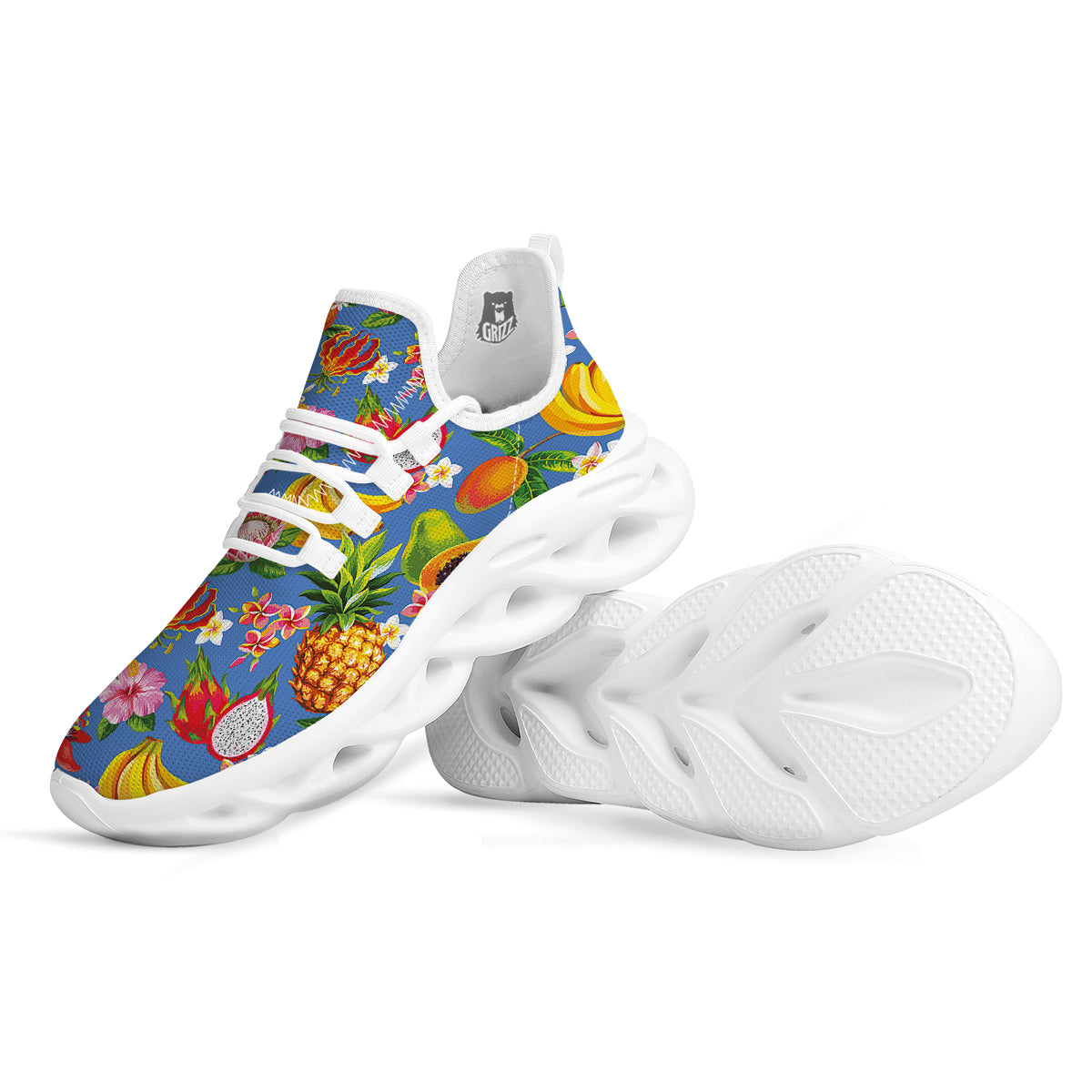 Fruits Aloha Tropical Print Pattern White Running Shoes – Grizzshopping