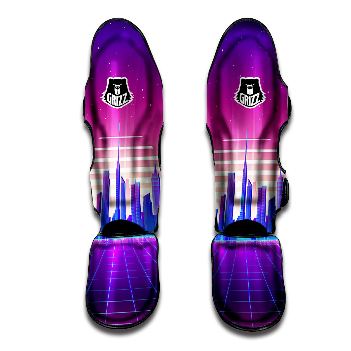 Futuristic City Print Muay Thai Shin Guards