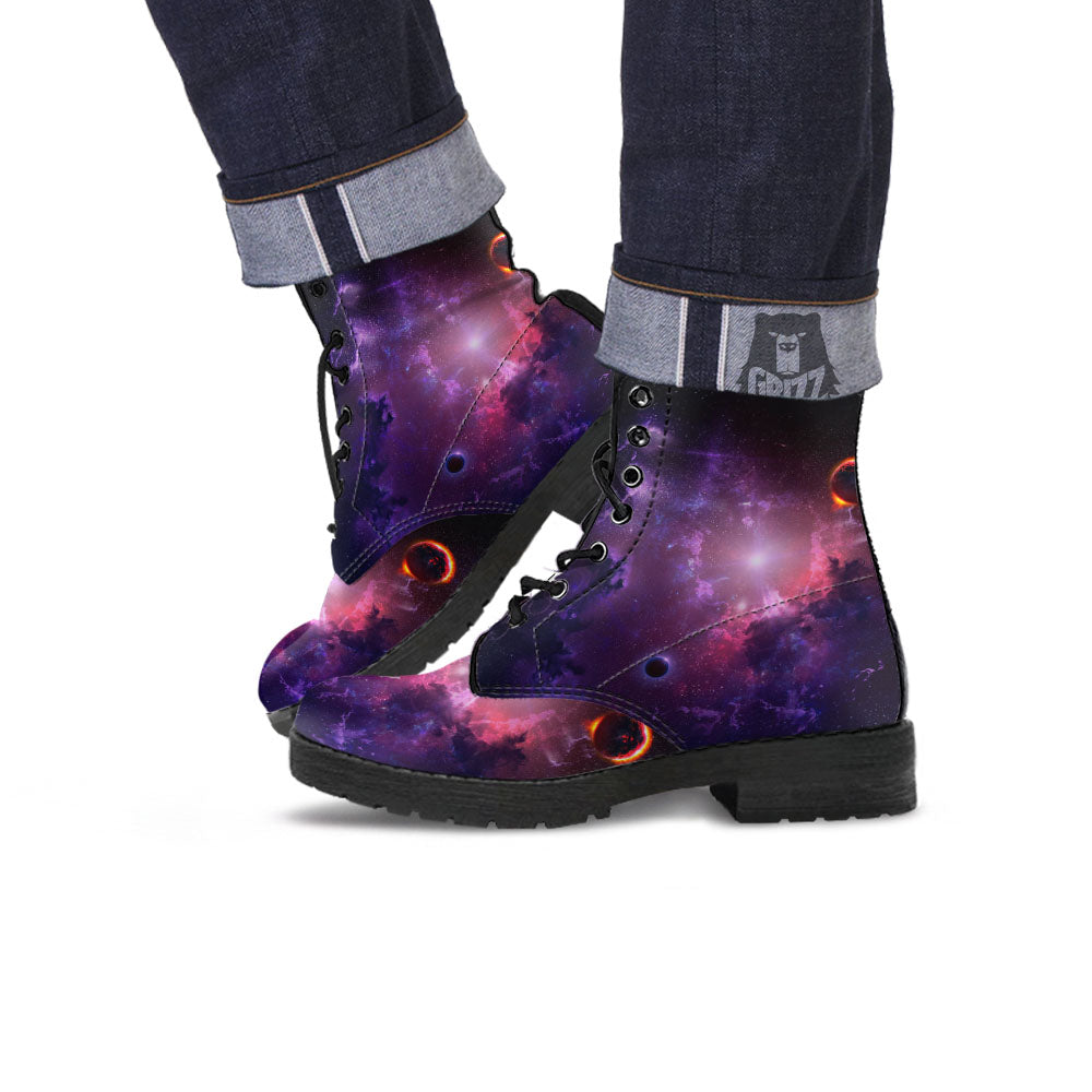 Galaxy Deep Space Light Stardust Print Leather Boots