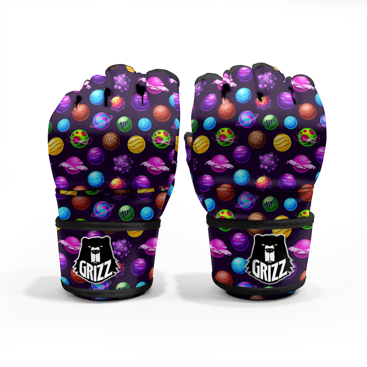 Galaxy Planets And Space Stars Colorful Print Pattern MMA Gloves