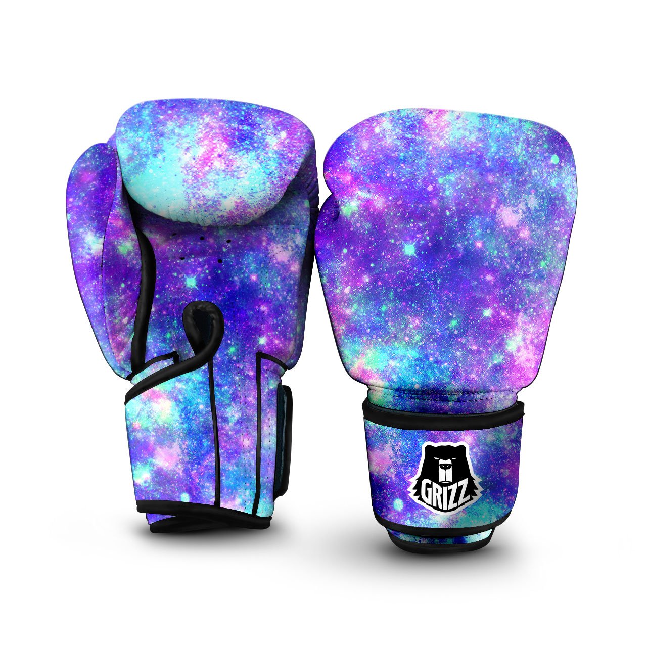 Galaxy Space Purple Turquoise Print Boxing Gloves
