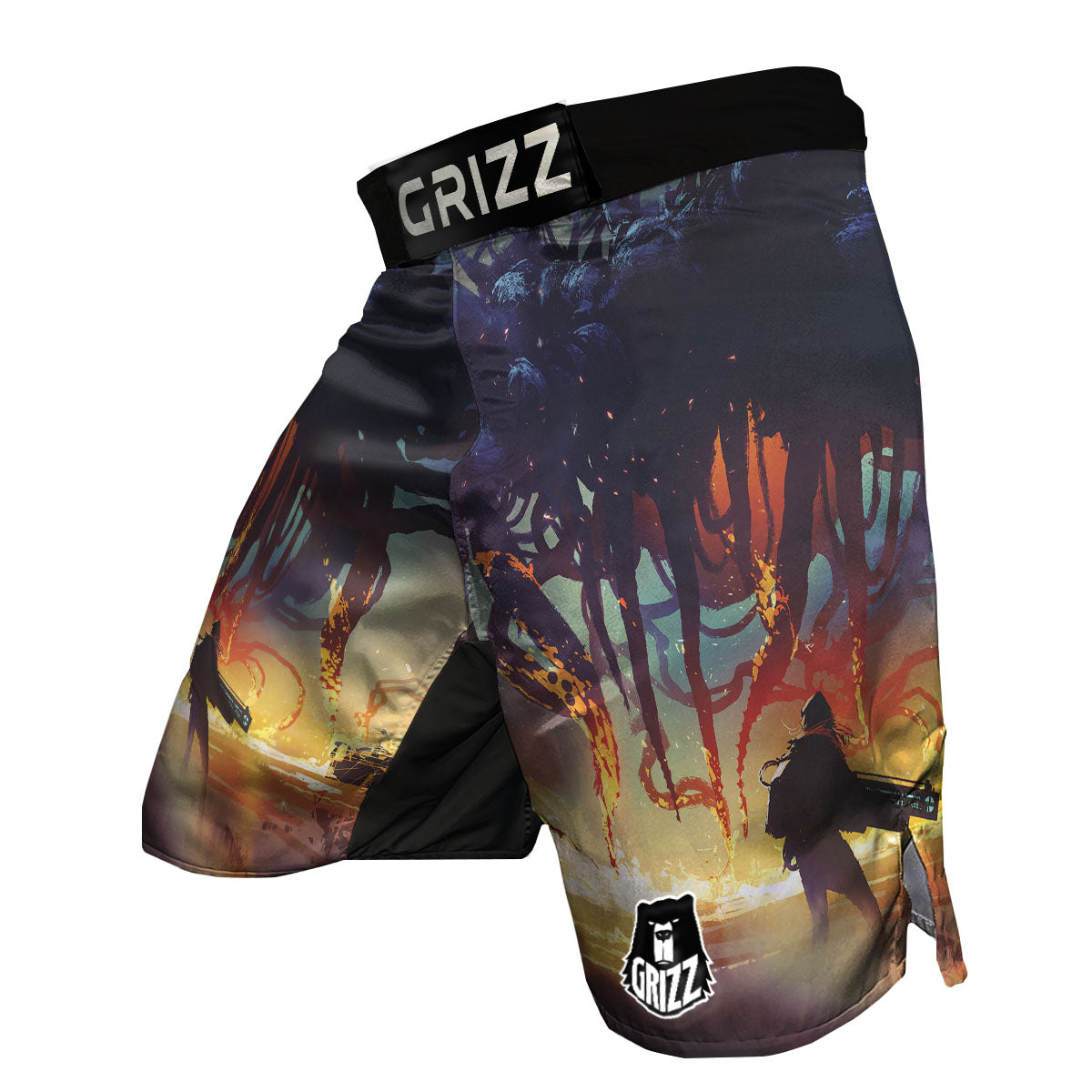 Girl Fight With Alien Octopus Monster Print MMA Shorts – Grizzshopping