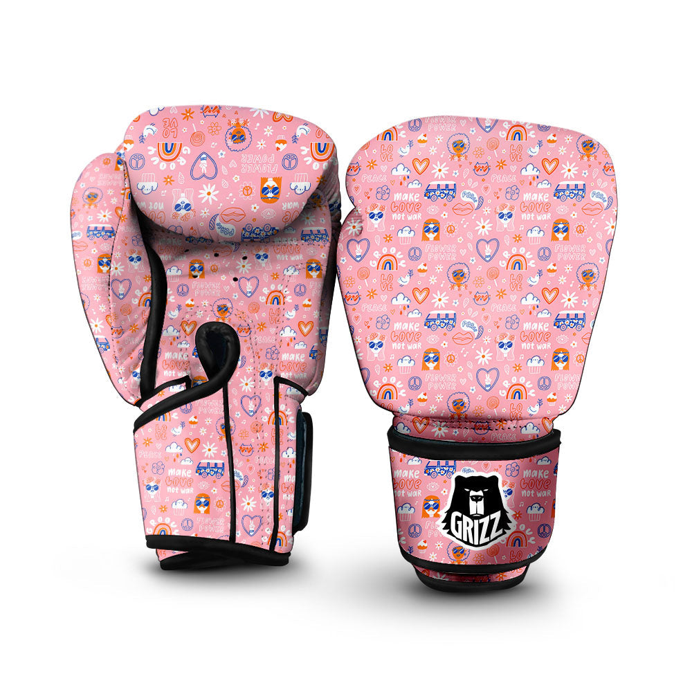 Girly Love And Peace Sign Print Pattern Boxing Gloves