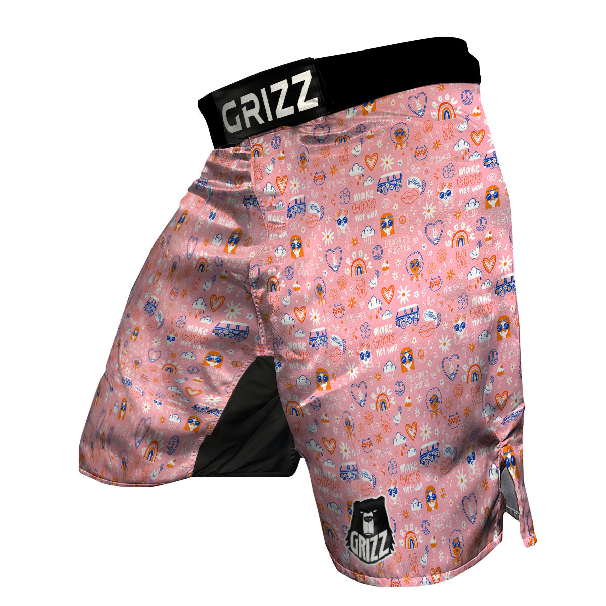 Girly Love And Peace Sign Print Pattern MMA Shorts
