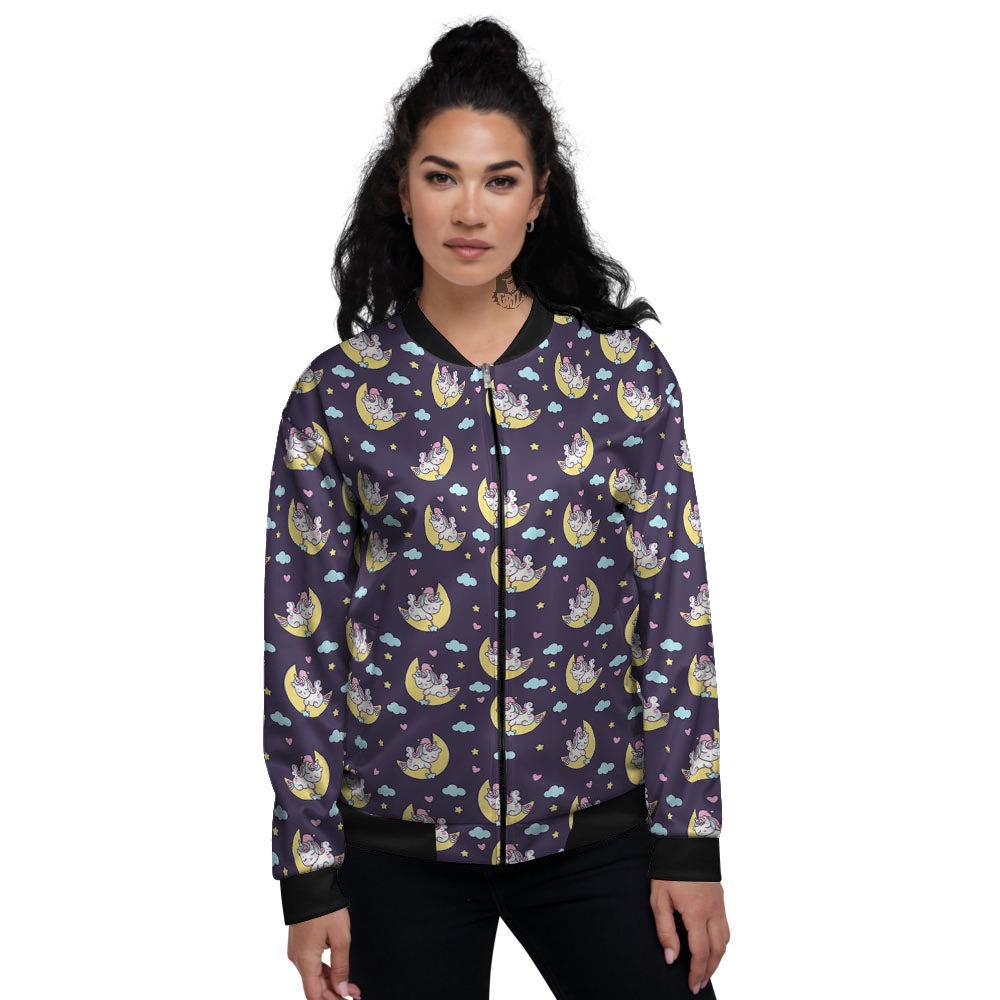 Girly Unicorn Night Print Pattern Women's Bomber Jacket