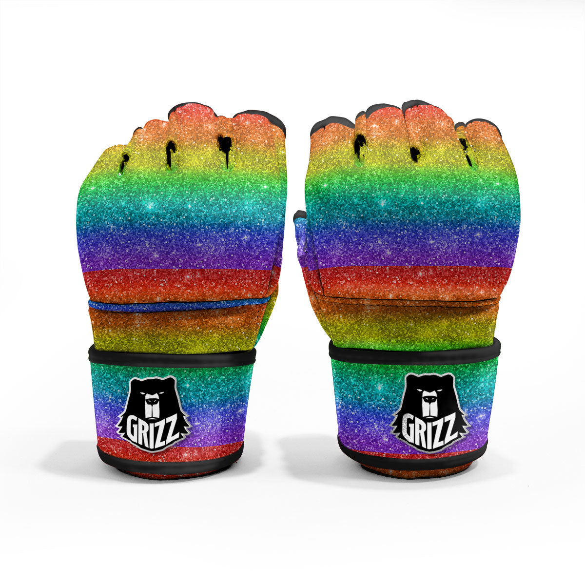 Glitter Rainbow Print Pattern MMA Gloves