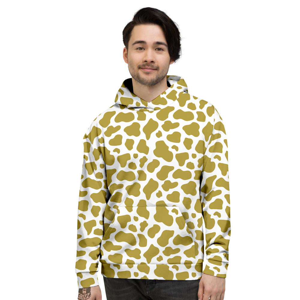 Gold Cow Print Pattern Men's Hoodie