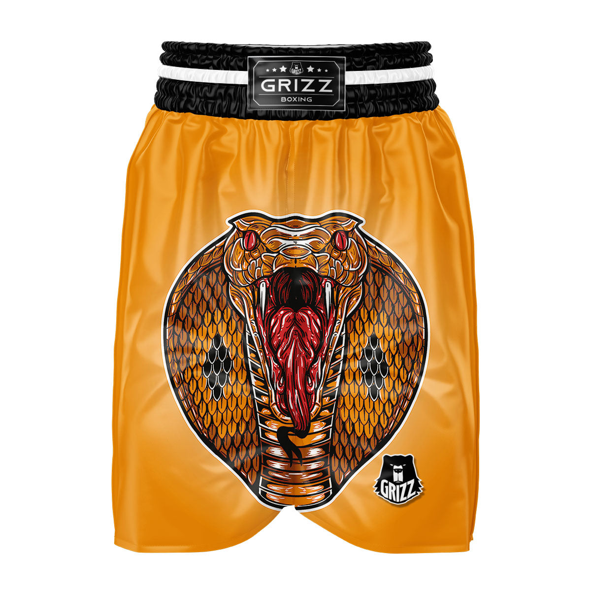 Gold King Cobra Snake Head Print Boxing Shorts