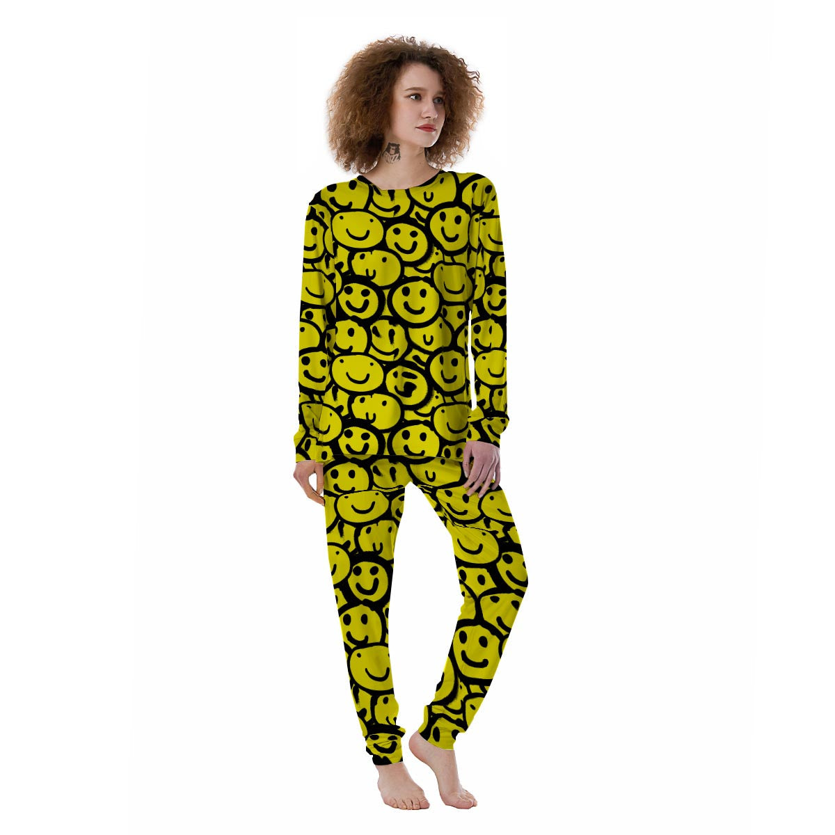 Graffiti Happy Emoji Print Women's Pajamas – Grizzshopping