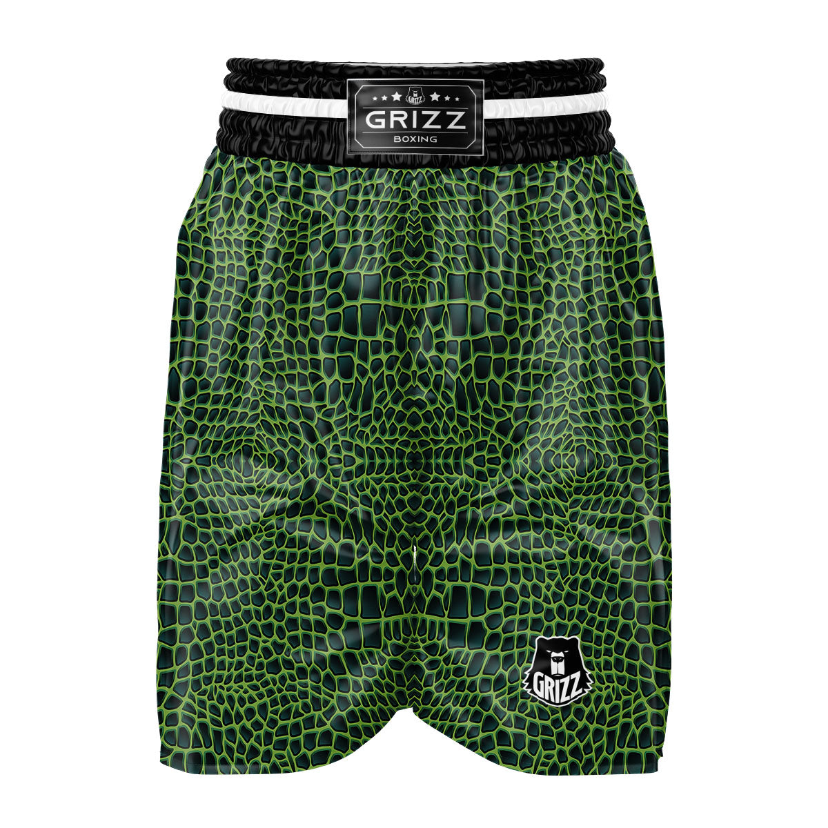 Green Crocodile Leather Skin Print Boxing Shorts