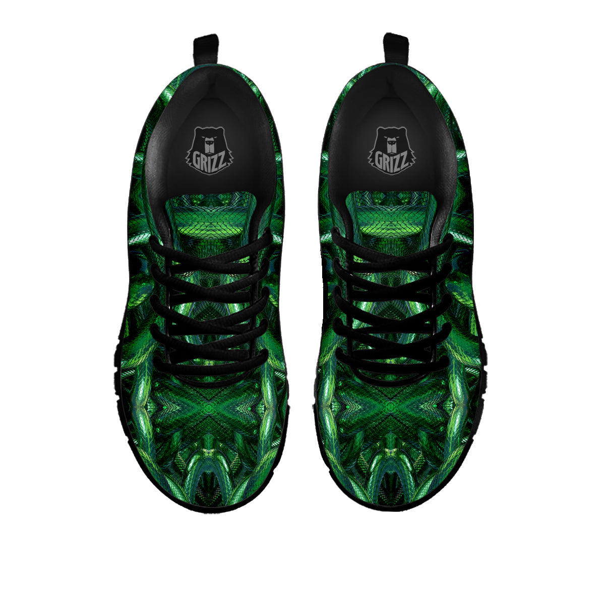 Green Snake 3D Print Pattern Black Sneaker – Grizzshopping