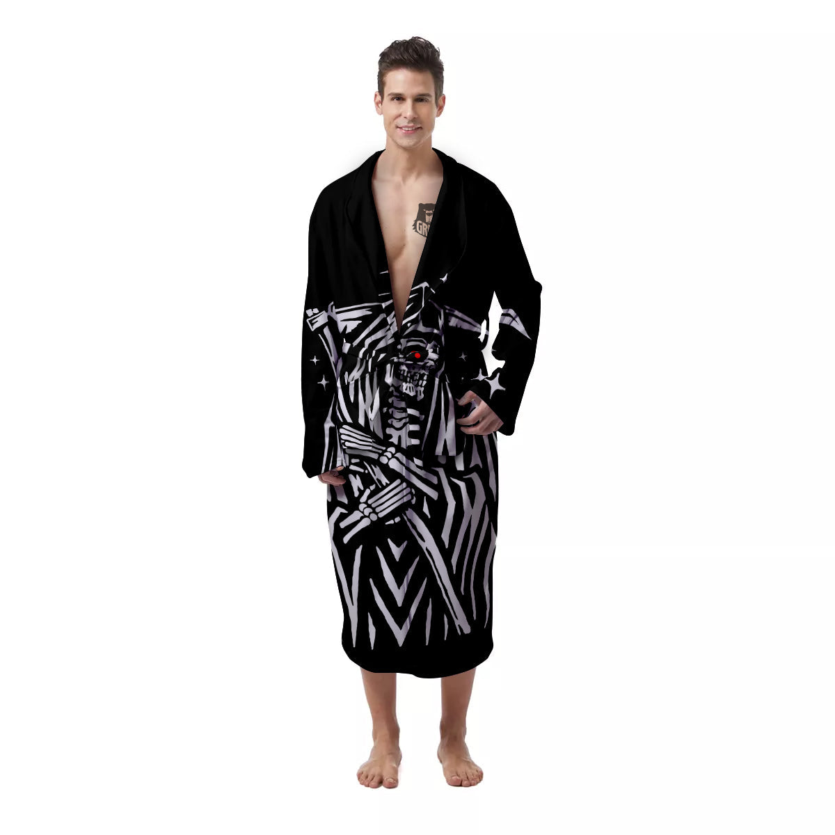 Grim Reaper Sad Print Men's Robe