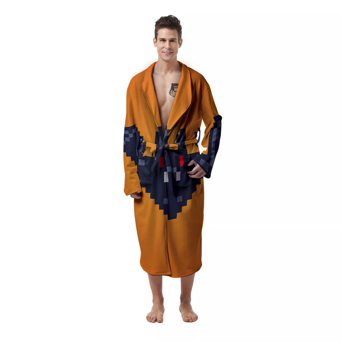 Halloween Bat 8-Bit Pixel Print Men's Robe
