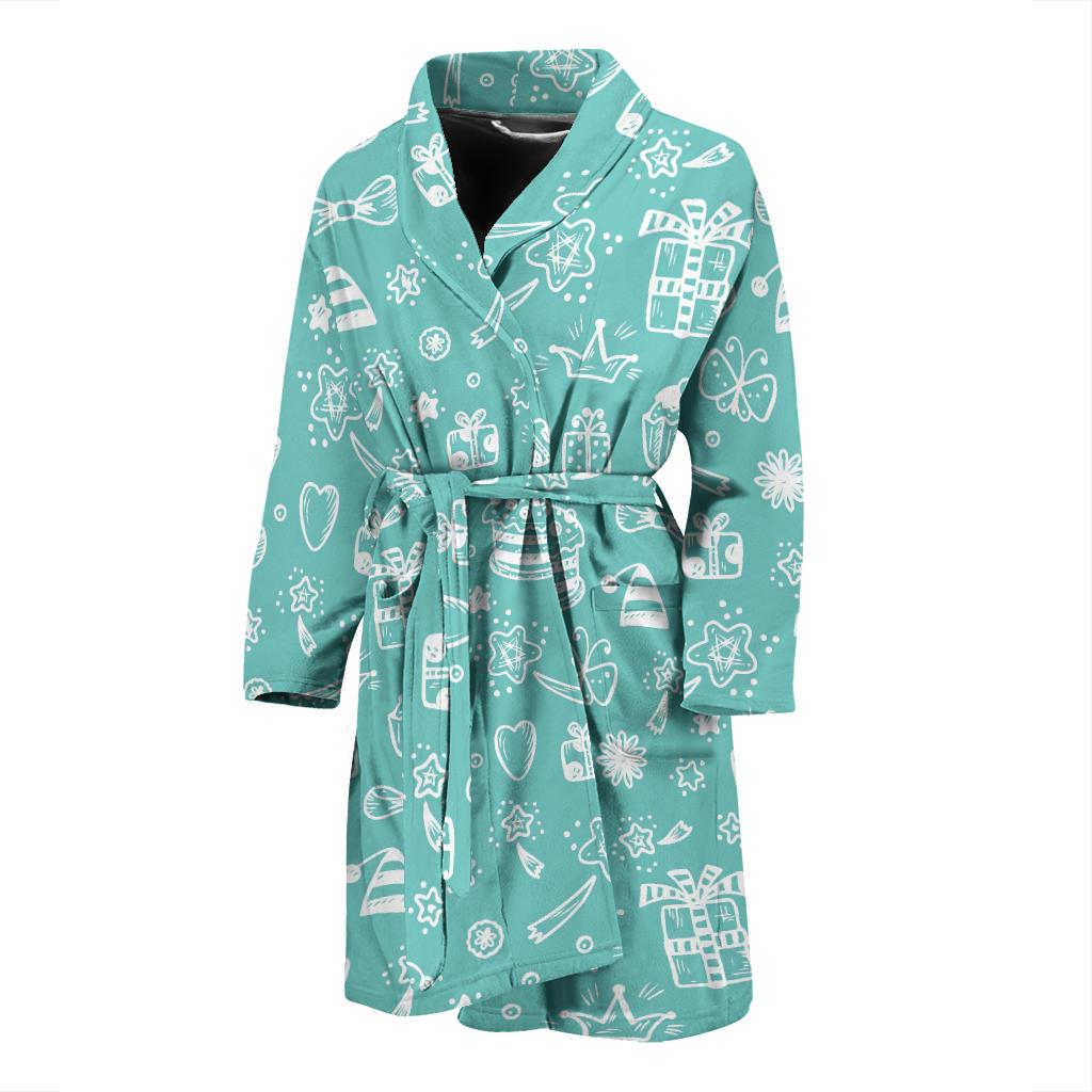 Happy Birthday Print Pattern Men Long Robe