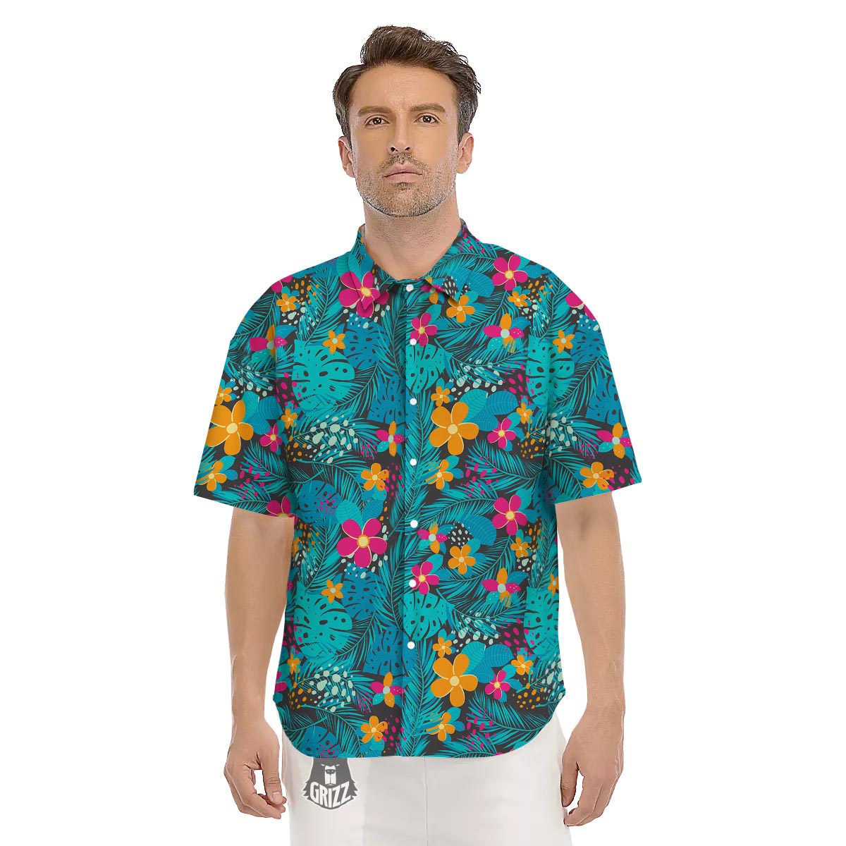 Hawaiian Exotic Tropical Print Pattern Men's Short Sleeve Shirts
