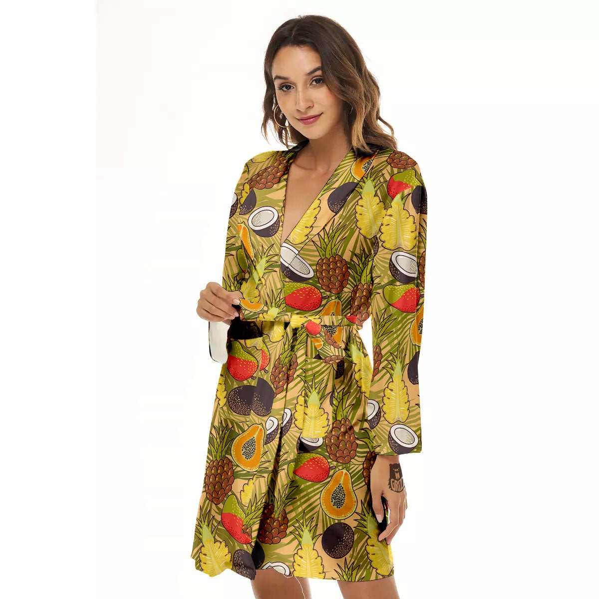 Hawaiian Fruits Tropical Print Pattern Women's Robe