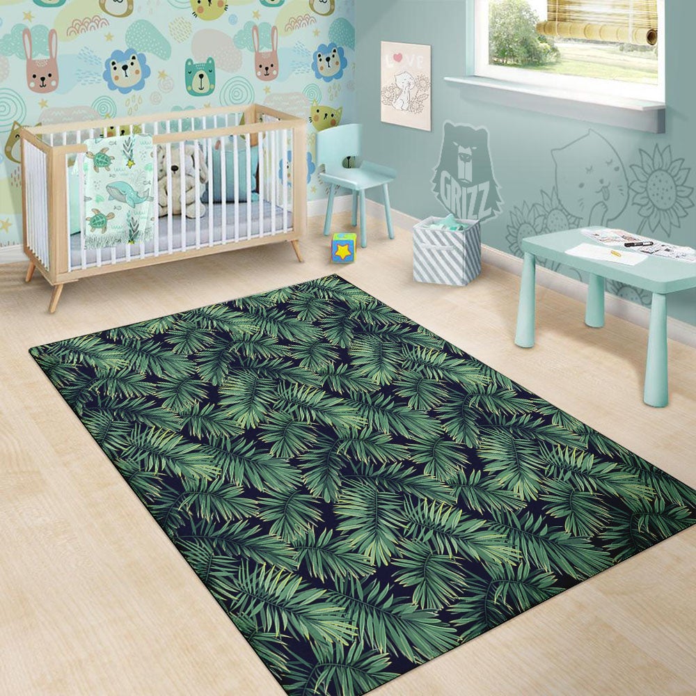 Hawaiian Leaves Tropical Print Pattern Floor Mat