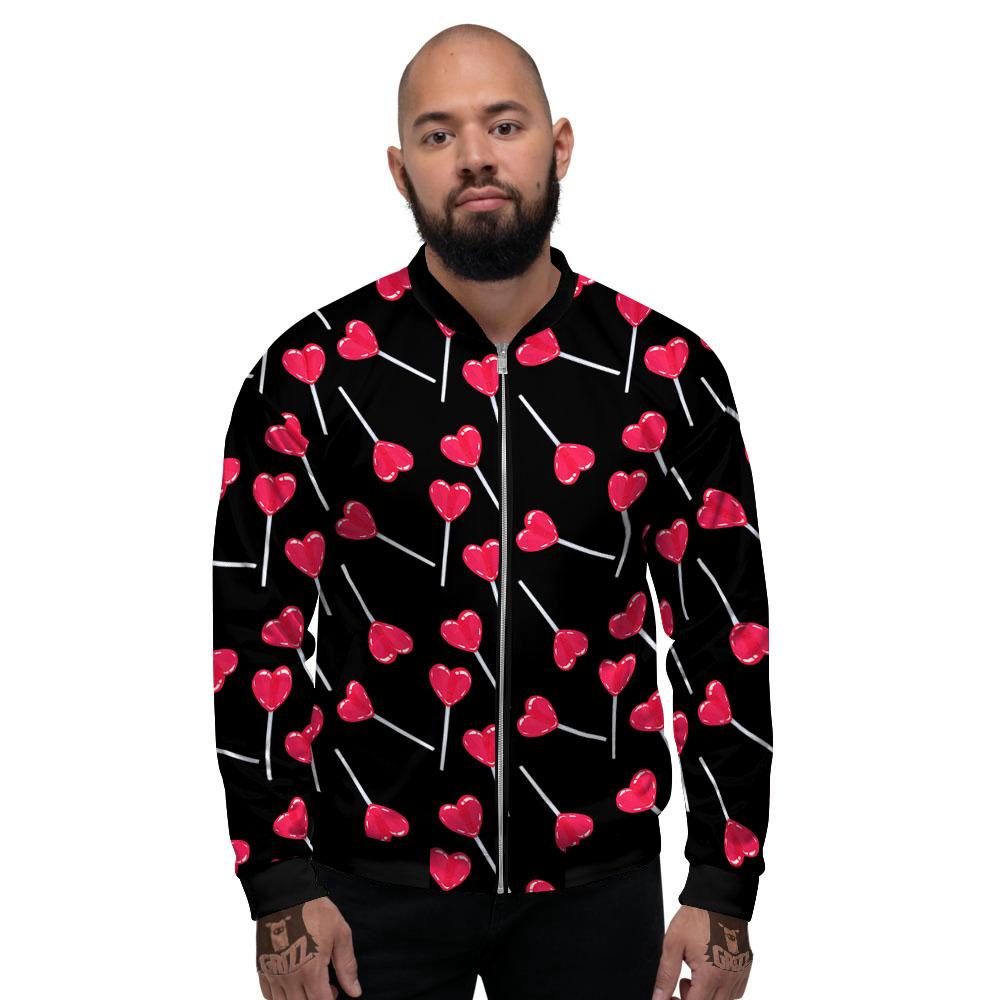 Heart Pink Lollipop Print Pattern Men's Bomber Jacket
