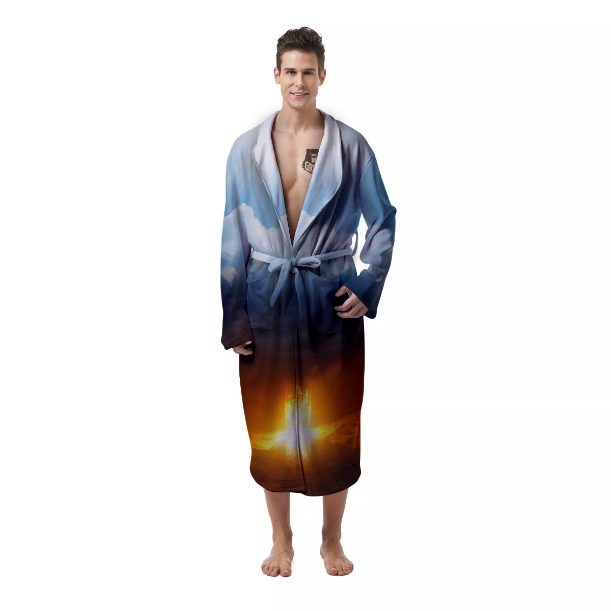 Heaven And Hell Print Men's Robe