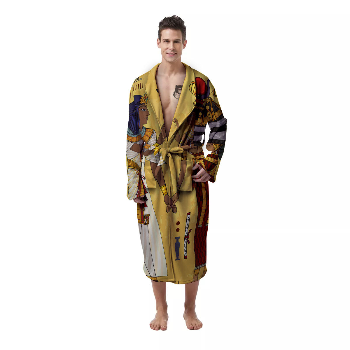 Hieroglyphs And Gods Egyptian Print Men's Robe
