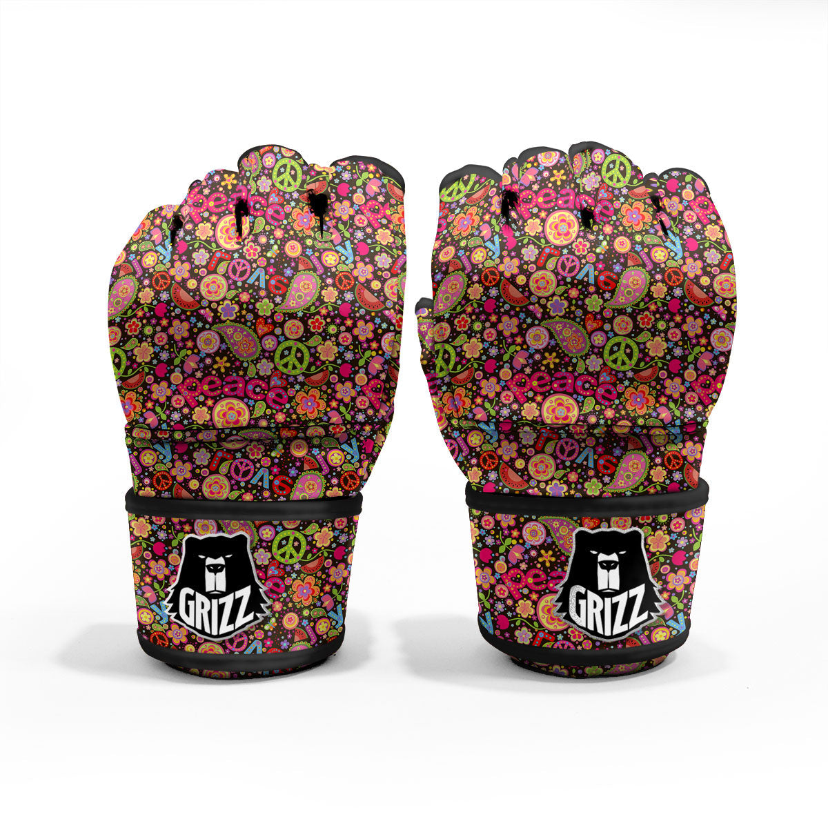 Hippie Sign Peace Flower Print Pattern MMA Gloves