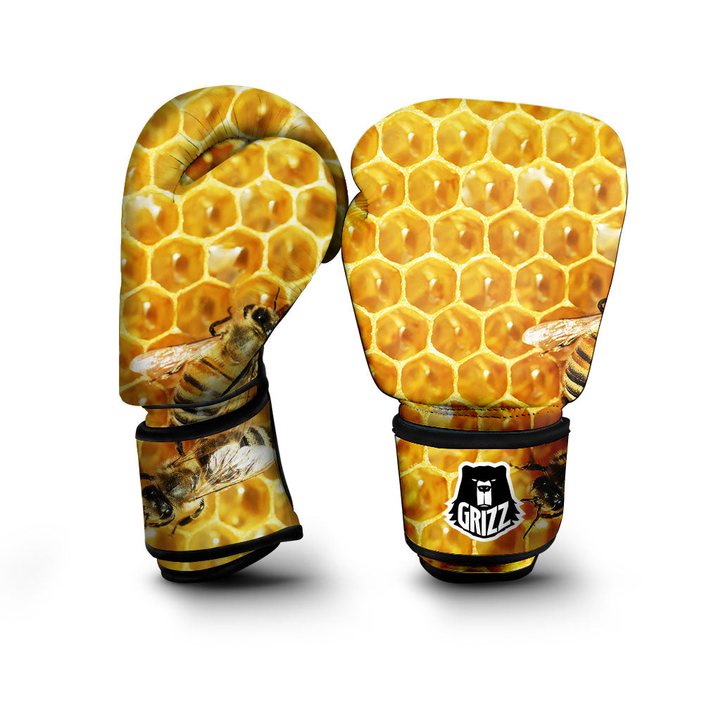 Honeycomb And Bees Print Boxing Gloves – Grizzshopping
