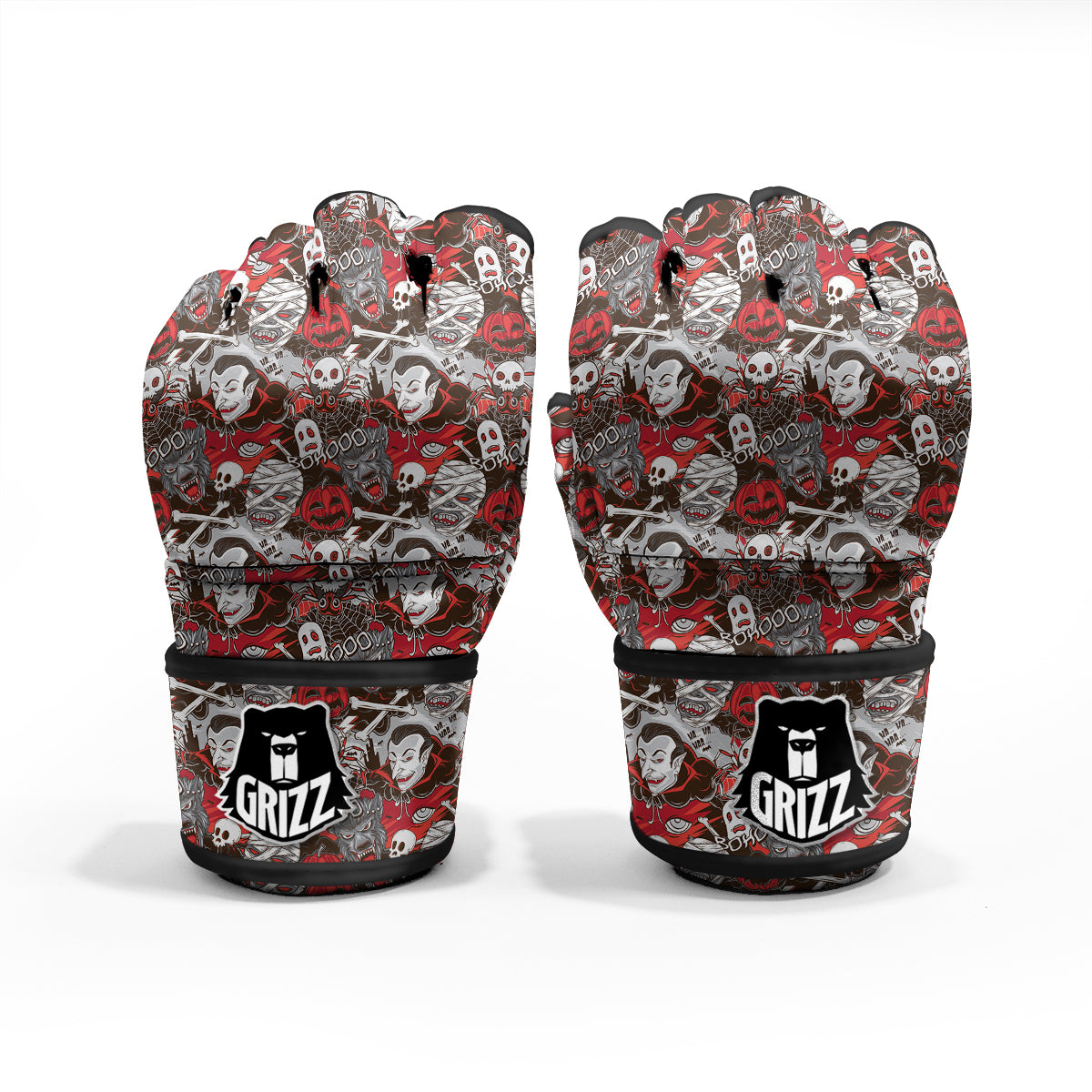 Horror Monsters Halloween Print Pattern MMA Gloves