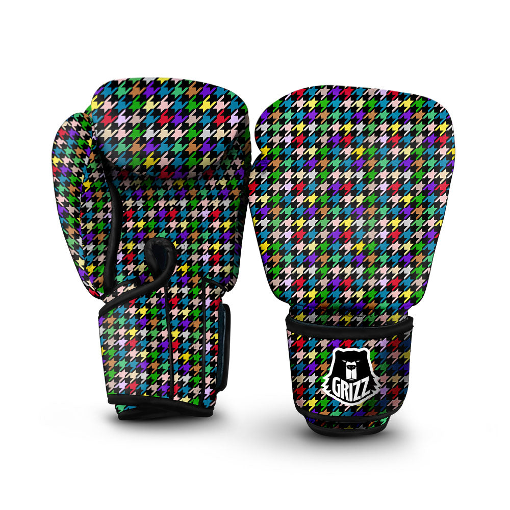 Houndstooth Colorful Print Pattern Boxing Gloves