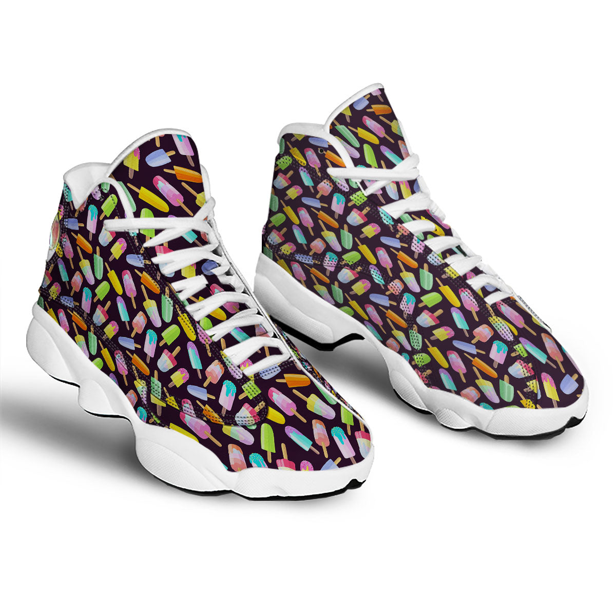 Ice Cream Colorful Print Pattern White Basketball Shoes – Grizzshopping