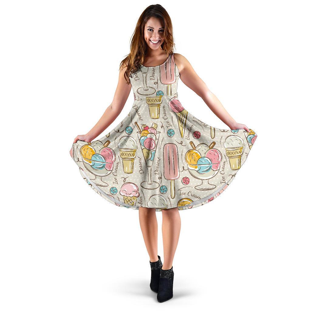 Ice Cream Cone Print Pattern Dress