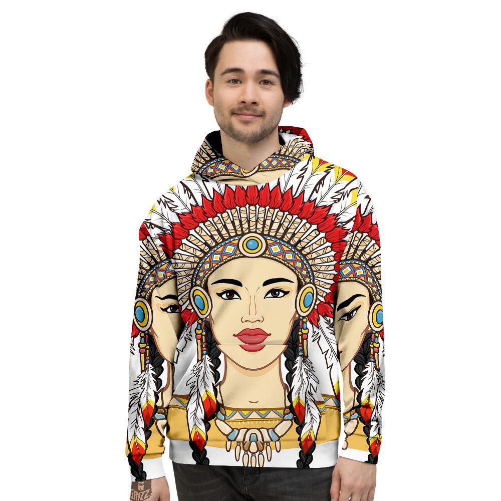 Indian Girl Native American Print Men's Hoodie