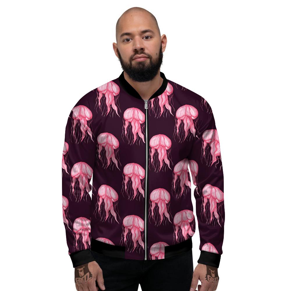 Jellyfish Watercolor Print Pattern Men's Bomber Jacket
